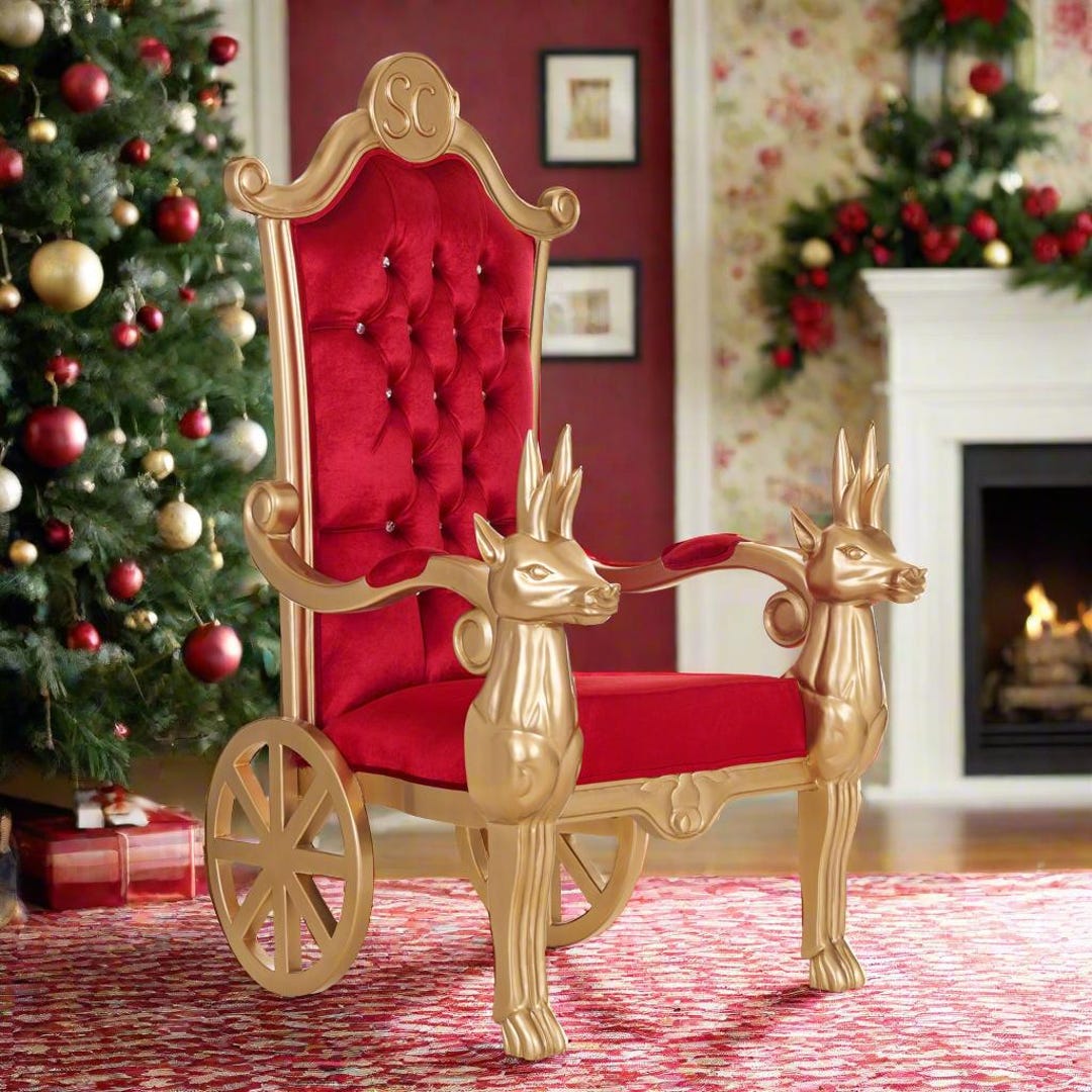 Handcrafted Santa Claus Reindeer Holiday Themed Throne Chair - Etsy