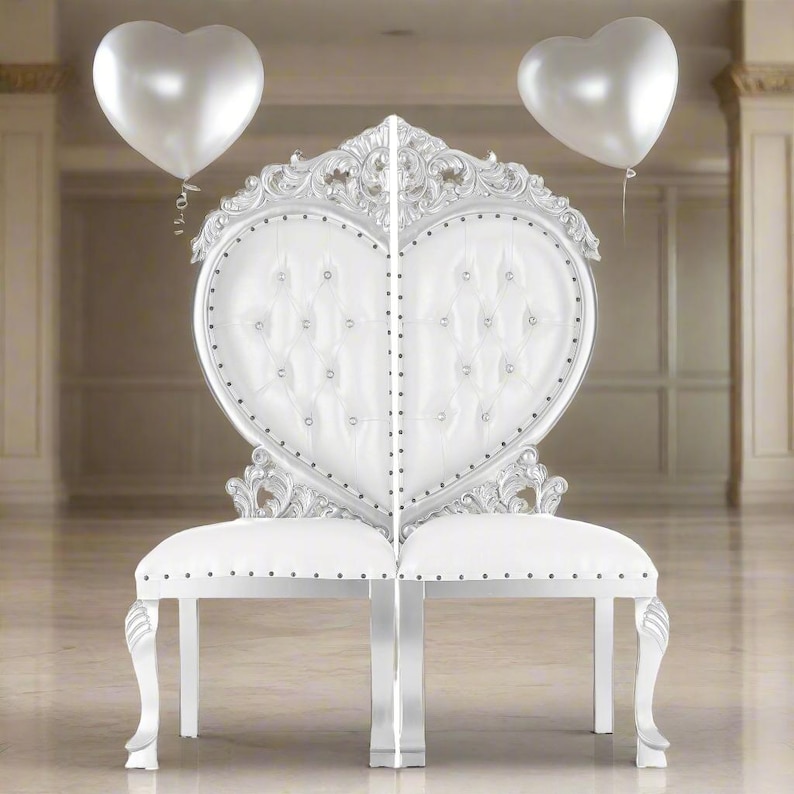 Handcrafted Heart Shaped Accented High Back Wedding Party Throne Chair ...