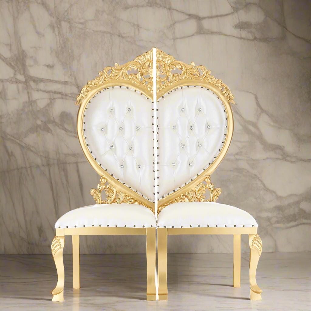 Handcrafted Heart Shaped Accented High Back Wedding Party Throne Chair ...