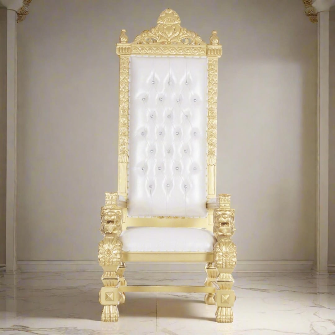 Handcrafted Square-back 88" Tall Accent Design Royal King Throne Chair ...