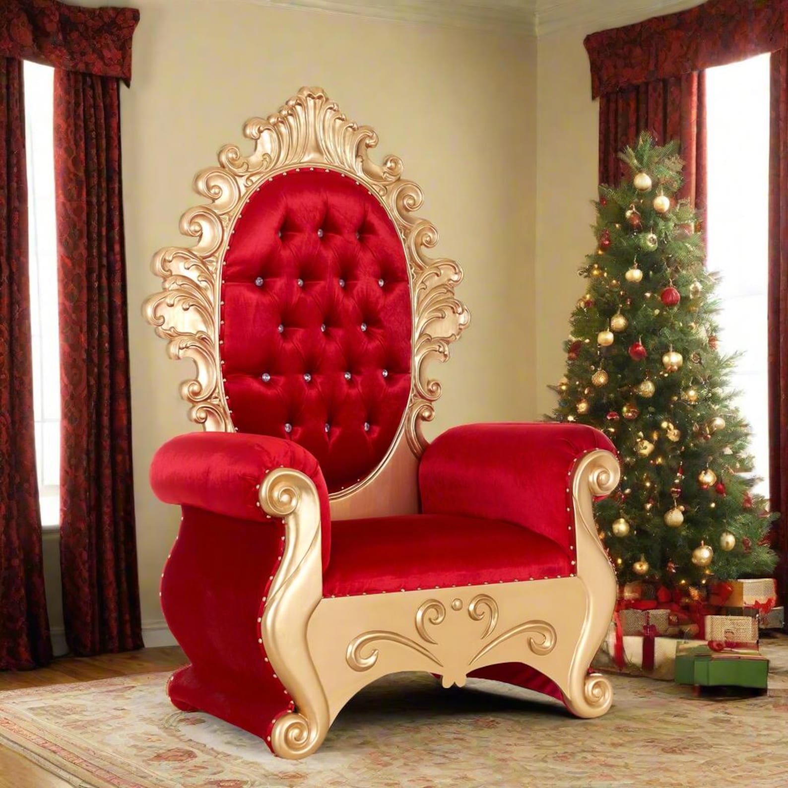 Handcrafted Santa Claus Accented Holiday Style Party Throne Chair - Etsy