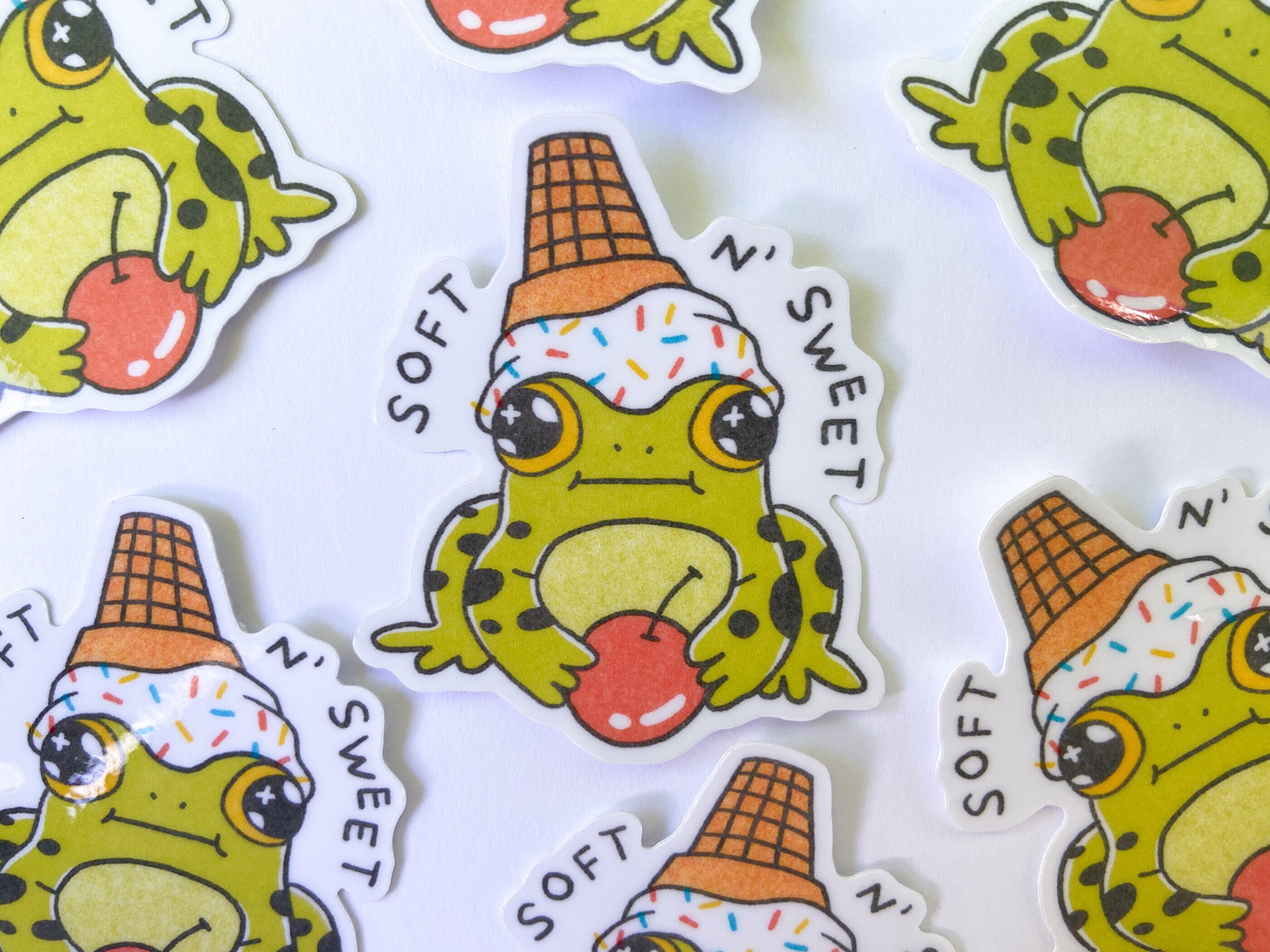Froggy Ice Cream Vinyl Sticker / Cute Illustrated Die-cut Sticker for ...