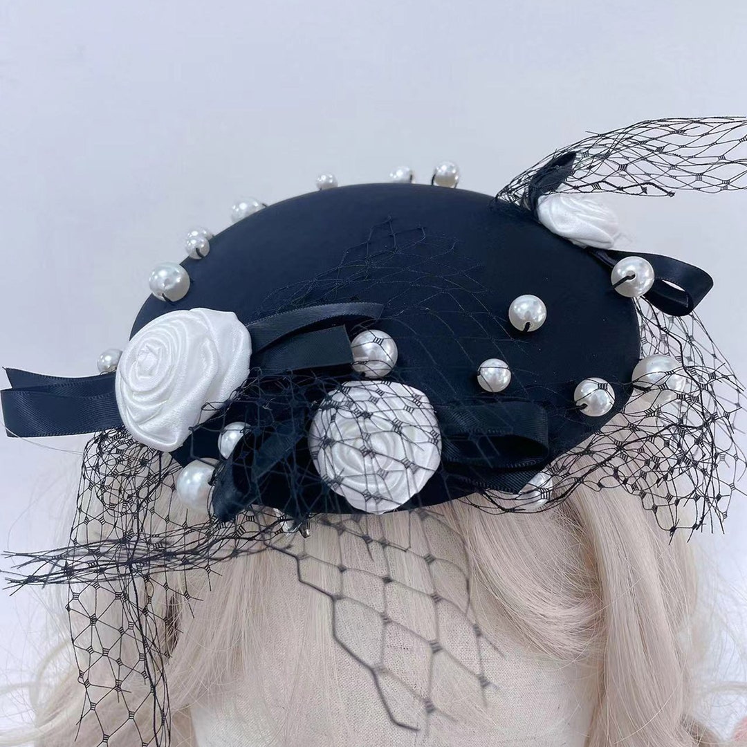 Fascinator Hat Mini Black Wedding Hat Flower Bridal Party Hat Elegant ...