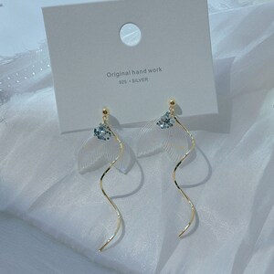Fishtail Gold Earrings Magical Fish Tail Dangle Earrings Dainty Silver ...