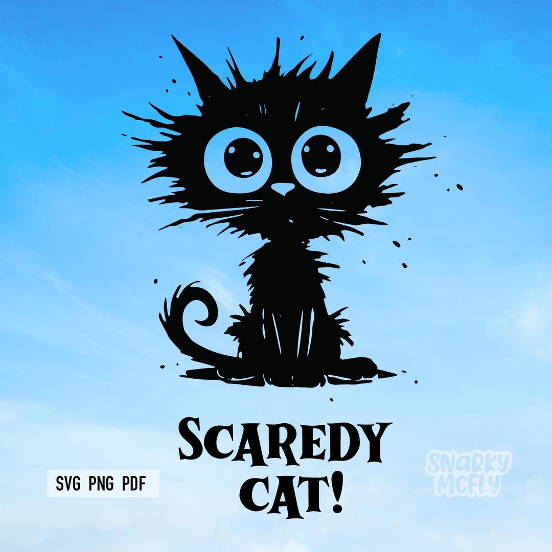 Scaredy Cat Svg, Funny Halloween Svg, Retro Halloween Art, Spooky Shirt Svg - Etsy