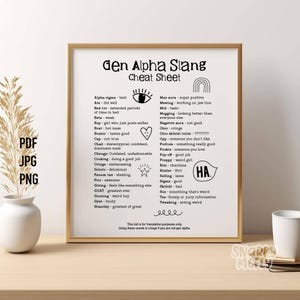 Gen Alpha Slang Cheat Sheet Printable for Parents and Teachers, Ohio ...