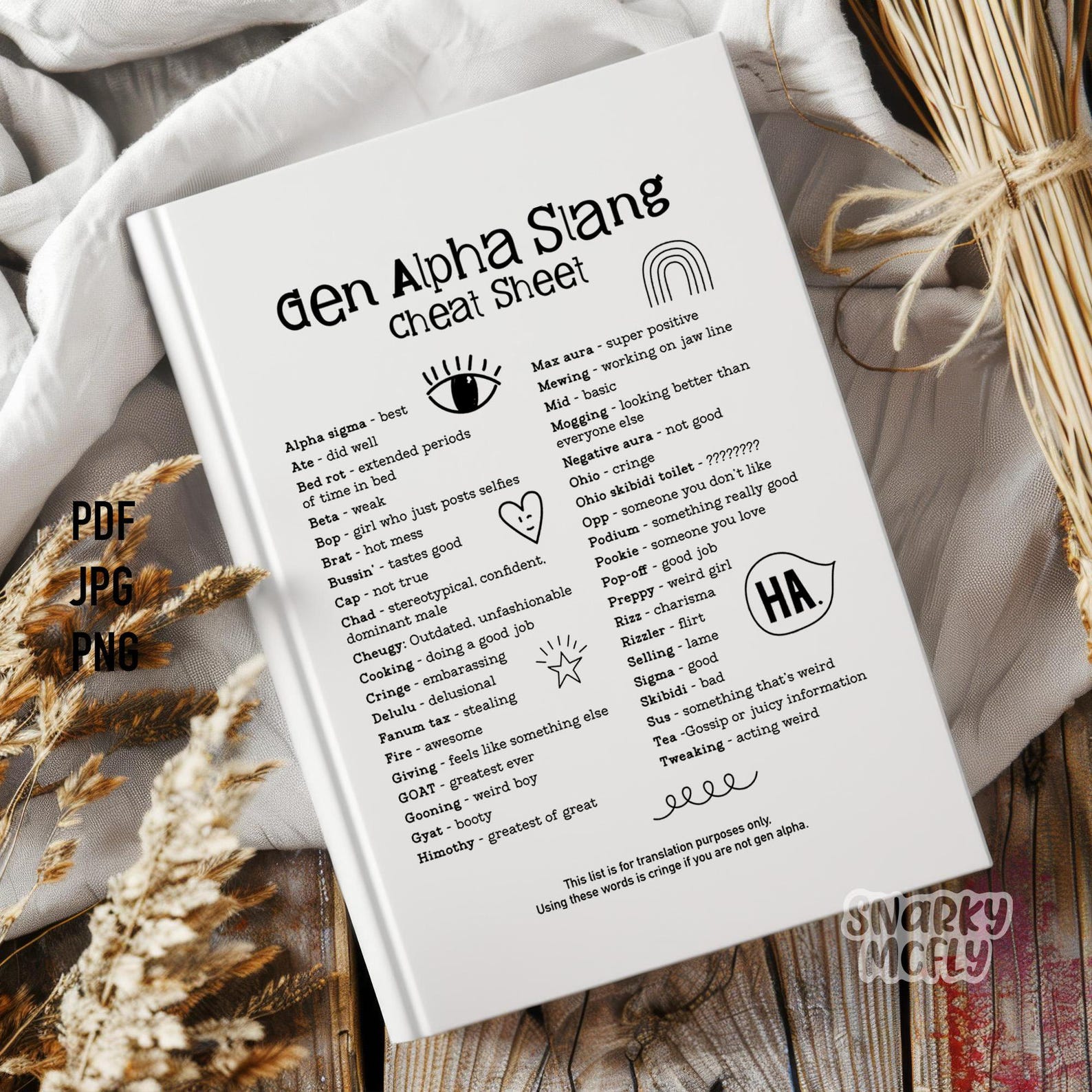 Gen Alpha Slang Cheat Sheet Printable for Parents and Teachers, Ohio ...