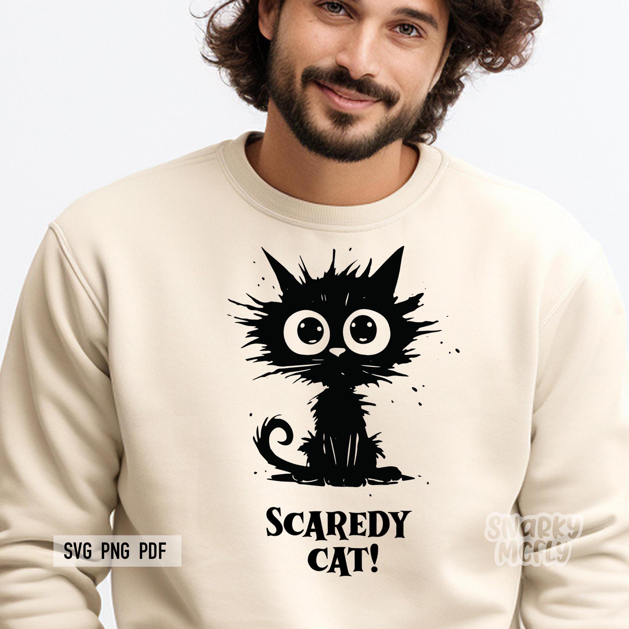 Scaredy Cat Svg, Funny Halloween Svg, Retro Halloween Art, Spooky Shirt ...