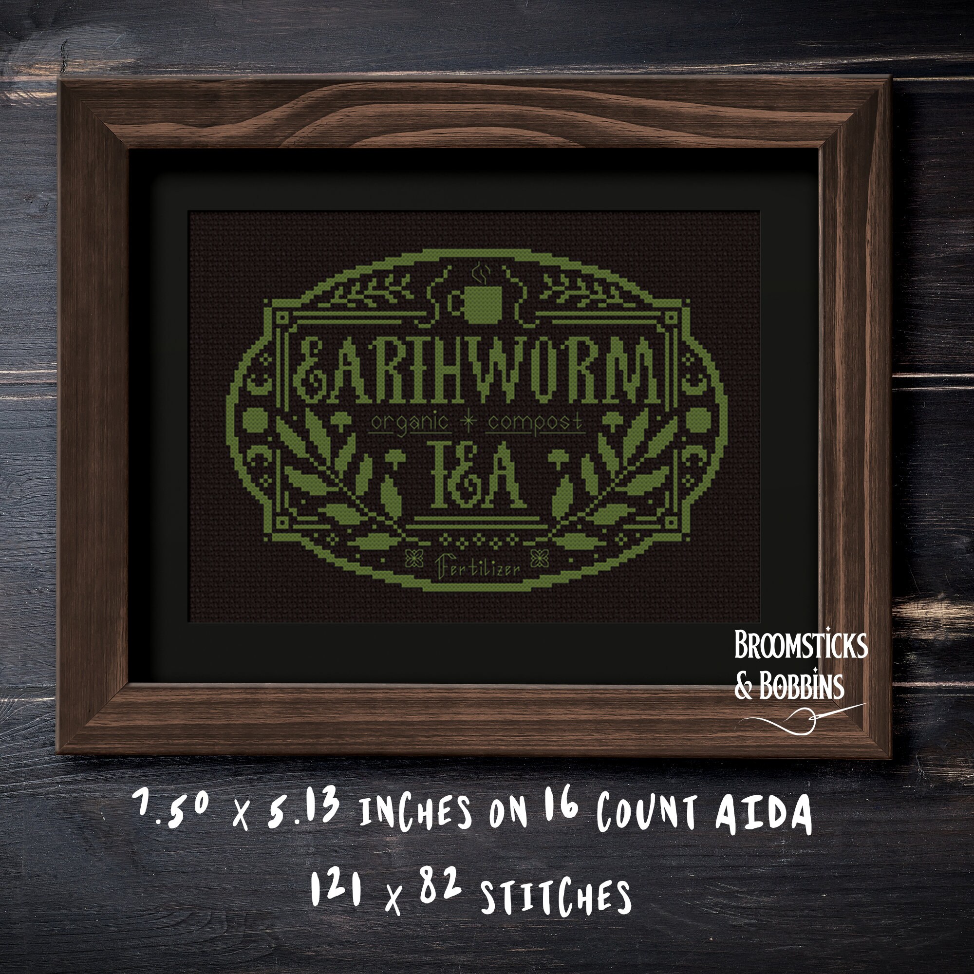 Worm Tea | Digital Cross Stitch Pattern by Broomsticksandbobbins ...