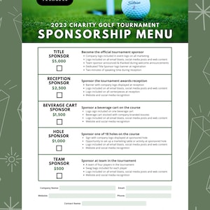 Golf Event Sponsorship Form, Canva Templates, Editable Fundraiser ...