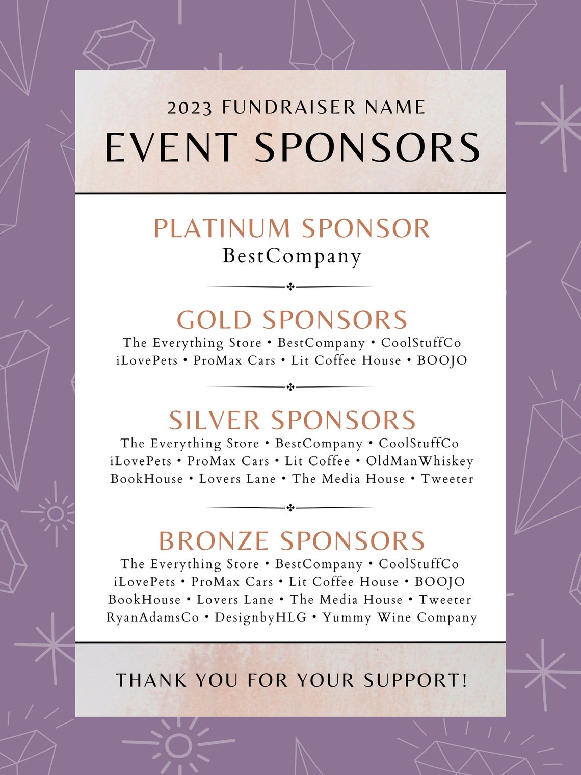 Fundraiser Sponsor Signage Template, Editable Canva Template, 24x36 ...