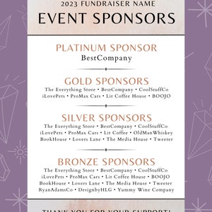 Fundraiser Sponsor Signage Template, Editable Canva Template, 24x36 ...