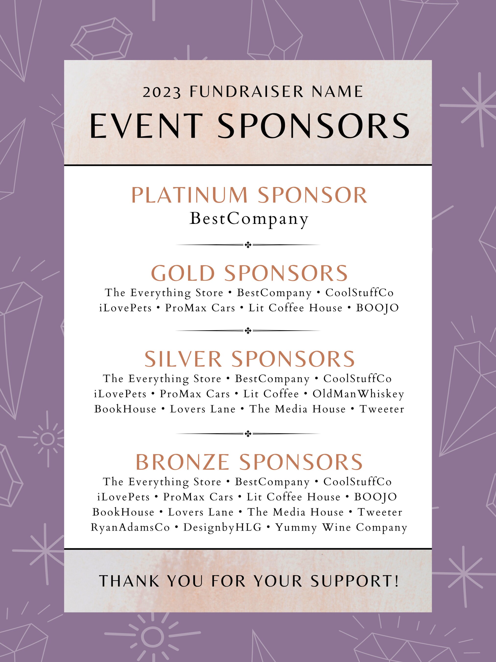 Fundraiser Sponsor Signage Template, Editable Canva Template, 24x36 ...