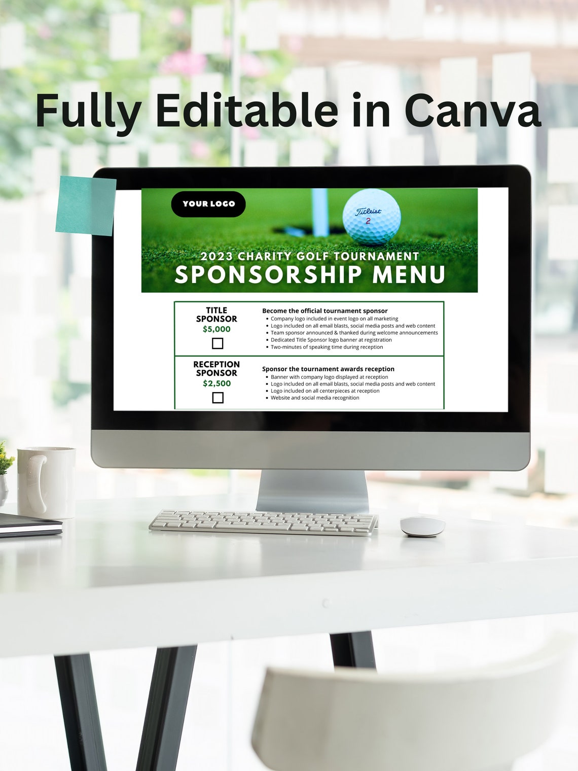 Golf Event Sponsorship Form, Canva Templates, Editable Fundraiser ...