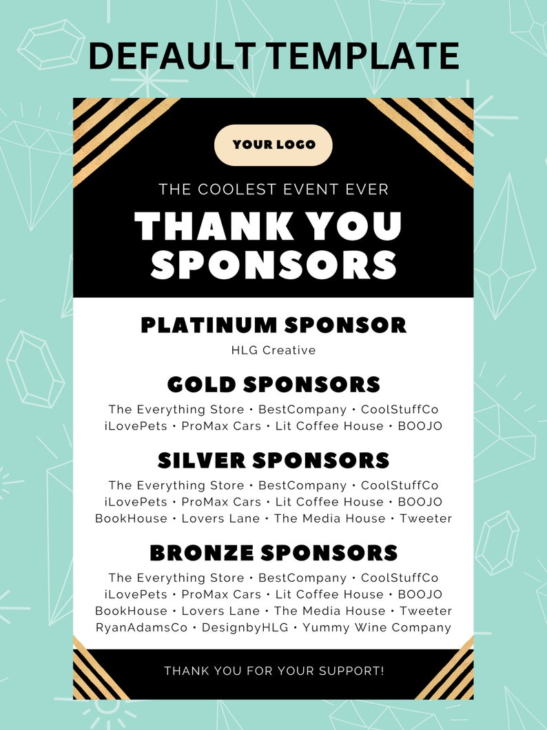 CUSTOM Event Sponsor Signage, Personalized Sponsorship Sign Template ...