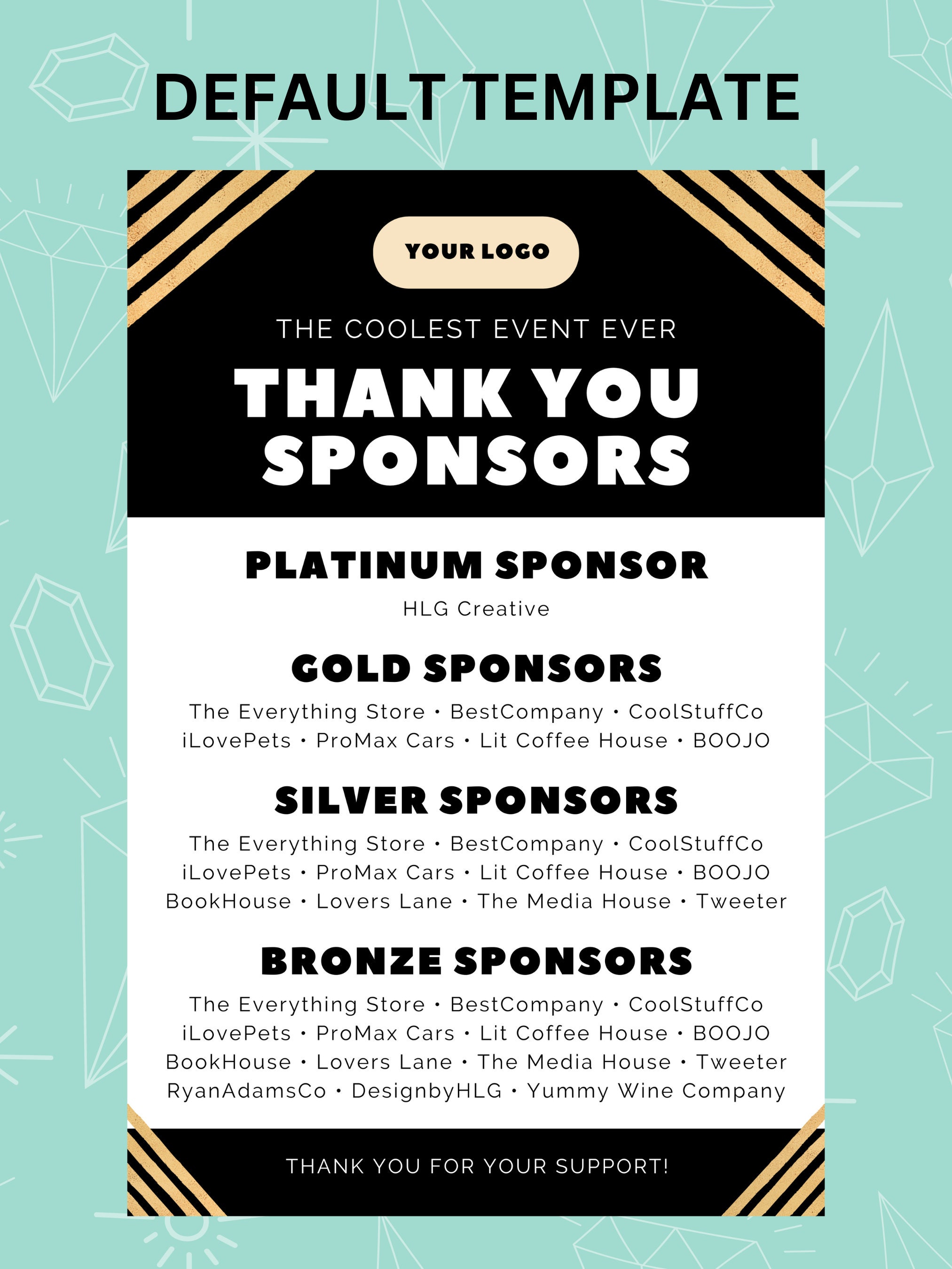 CUSTOM Event Sponsor Signage, Personalized Sponsorship Sign Template ...