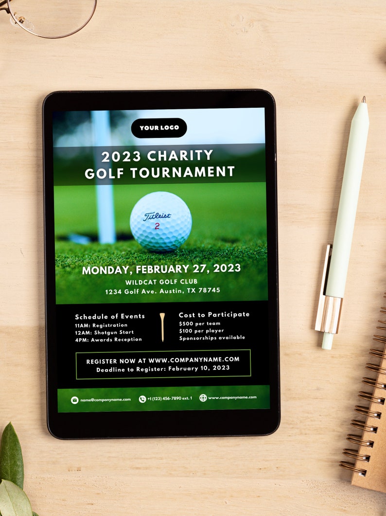 Golf Event Flyer, Canva Templates, Editable Fundraiser Flyer - Etsy