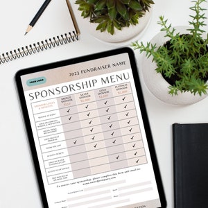 Fundraiser Sponsorship Menu Template, Canva Templates, Editable Event ...