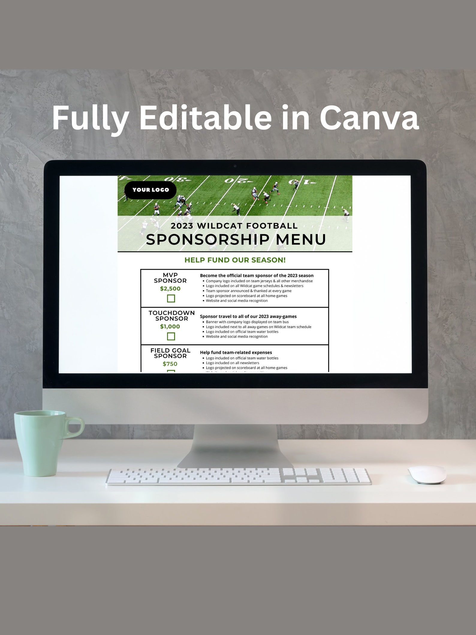 Football Sponsorship Form, Canva Templates, Sponsor My Season, Sports ...