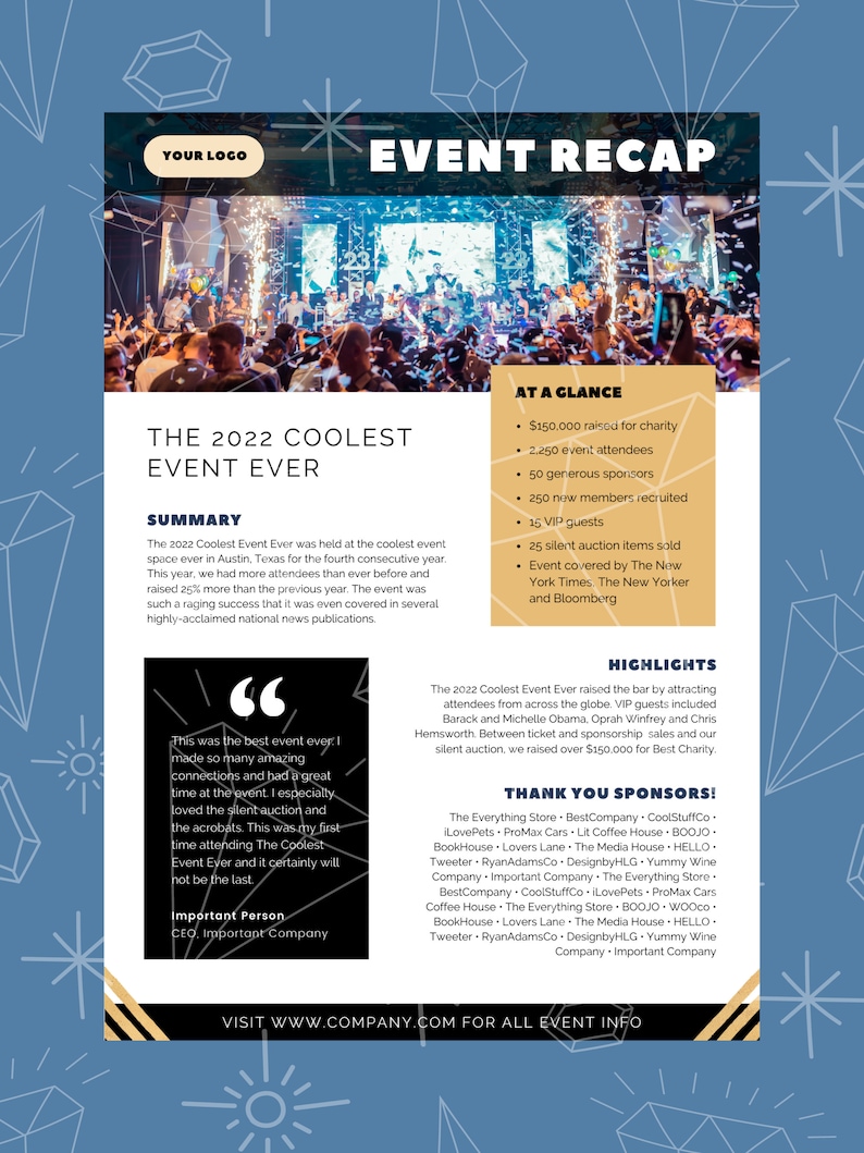 Event Recap Template, Canva Templates, Case Study One-pager, Event ...