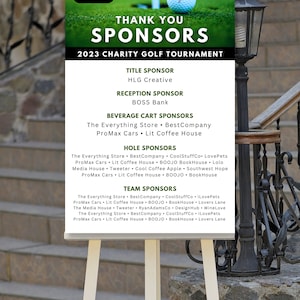 Golf Event Sponsor Sign, Editable Canva Template, Sponsorship Signage ...