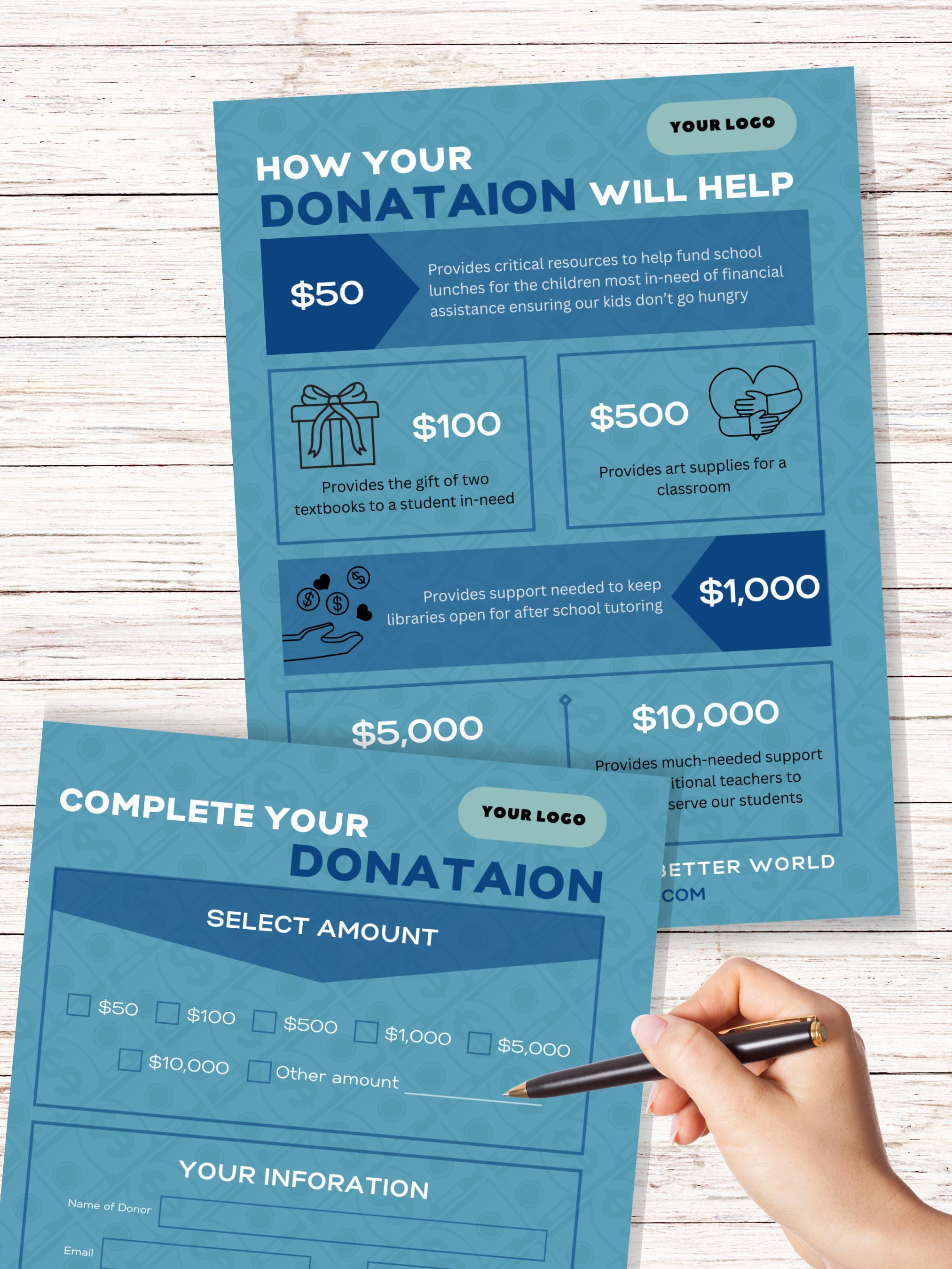 Donation Request Template + Donor Form, Digital Download, Canva ...