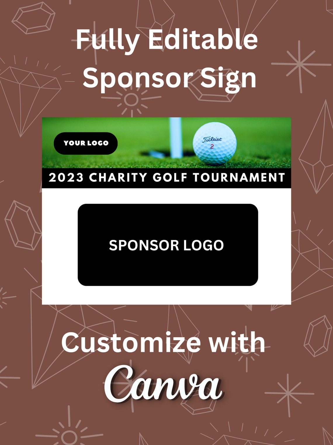 Charity Golf Tournament Hole Sponsor Sign Template (canva Editable ...