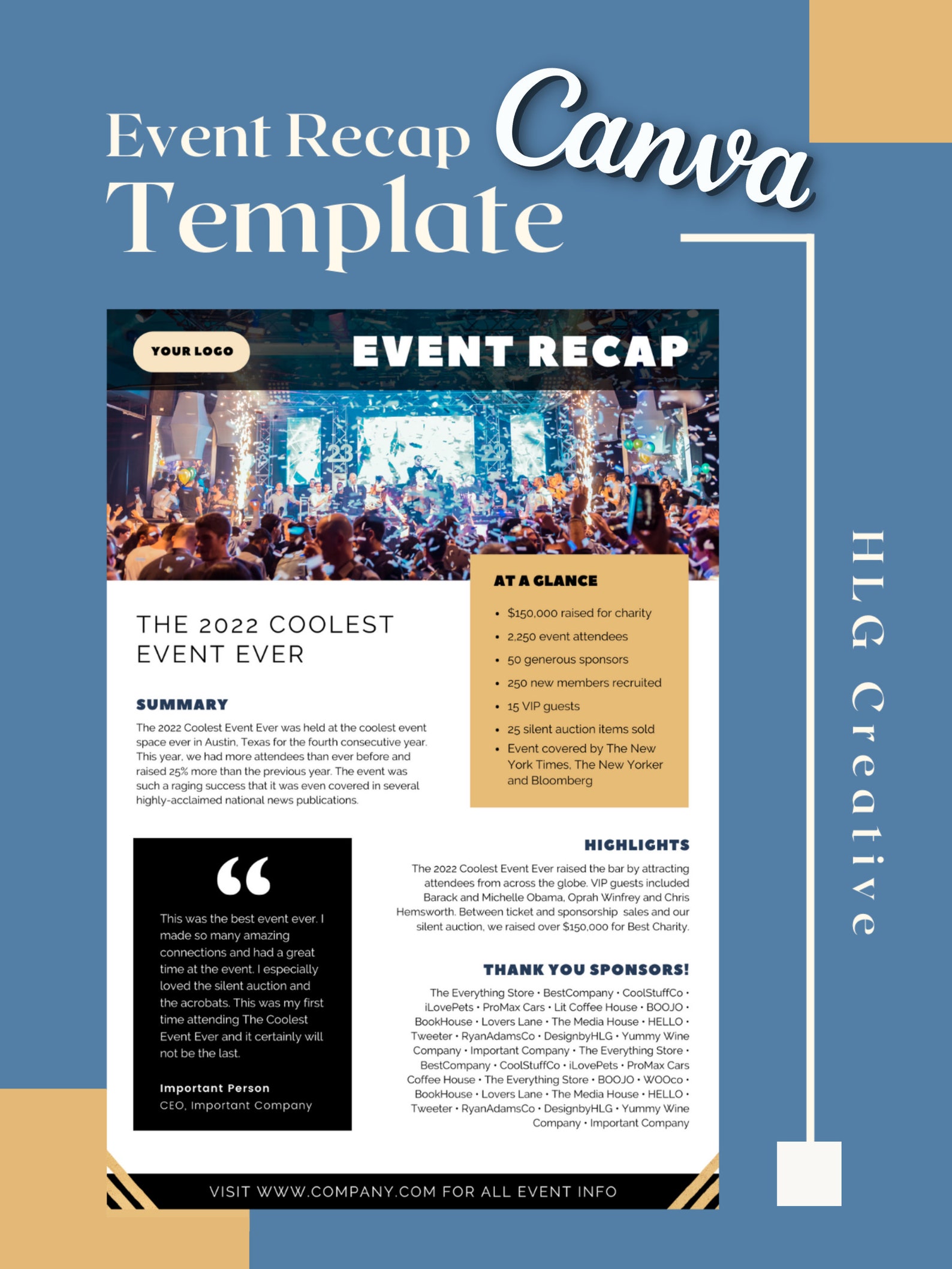 Event Recap Template, Canva Templates, Case Study One-pager, Event ...