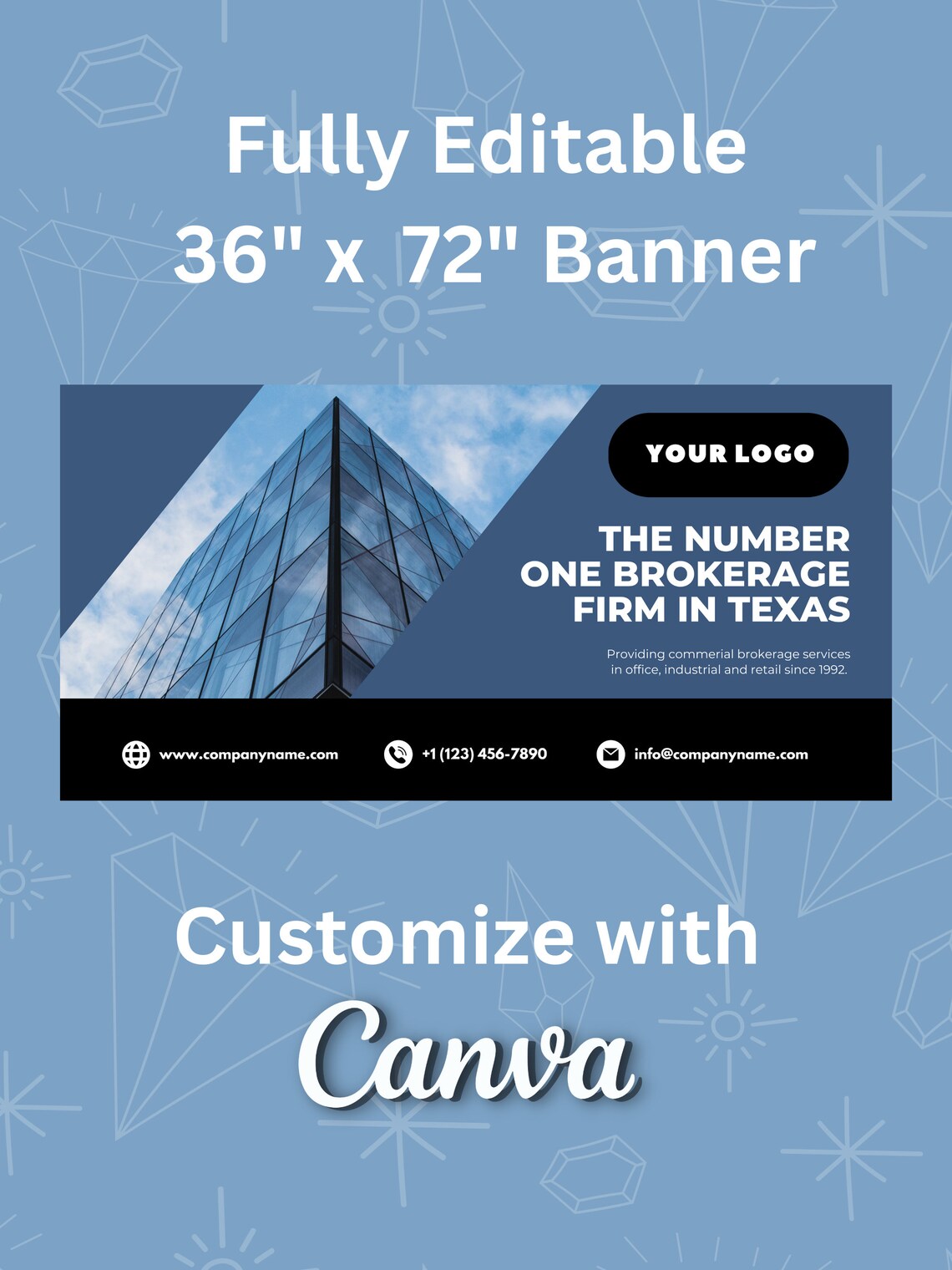 Corporate Marketing Banner, Canva Templates, Editable 36x72" Banner ...