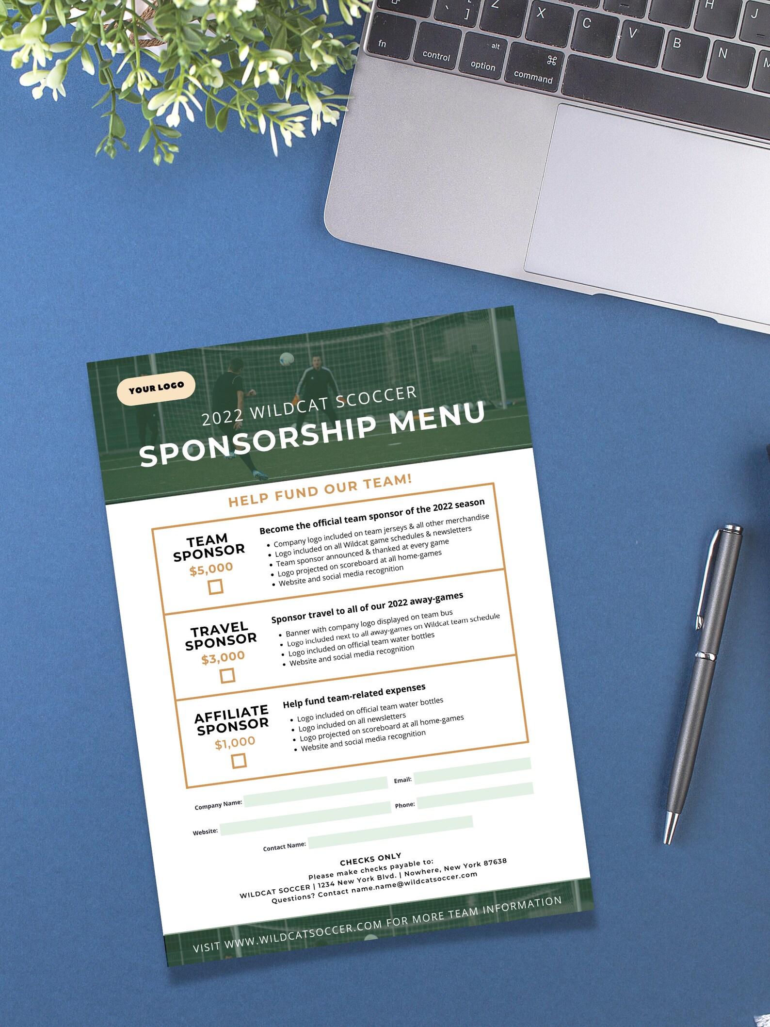 Sports Team Sponsorship Menu Template, Canva Templates, Fillable ...