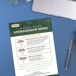 Sports Team Sponsorship Menu Template, Canva Templates, Fillable ...
