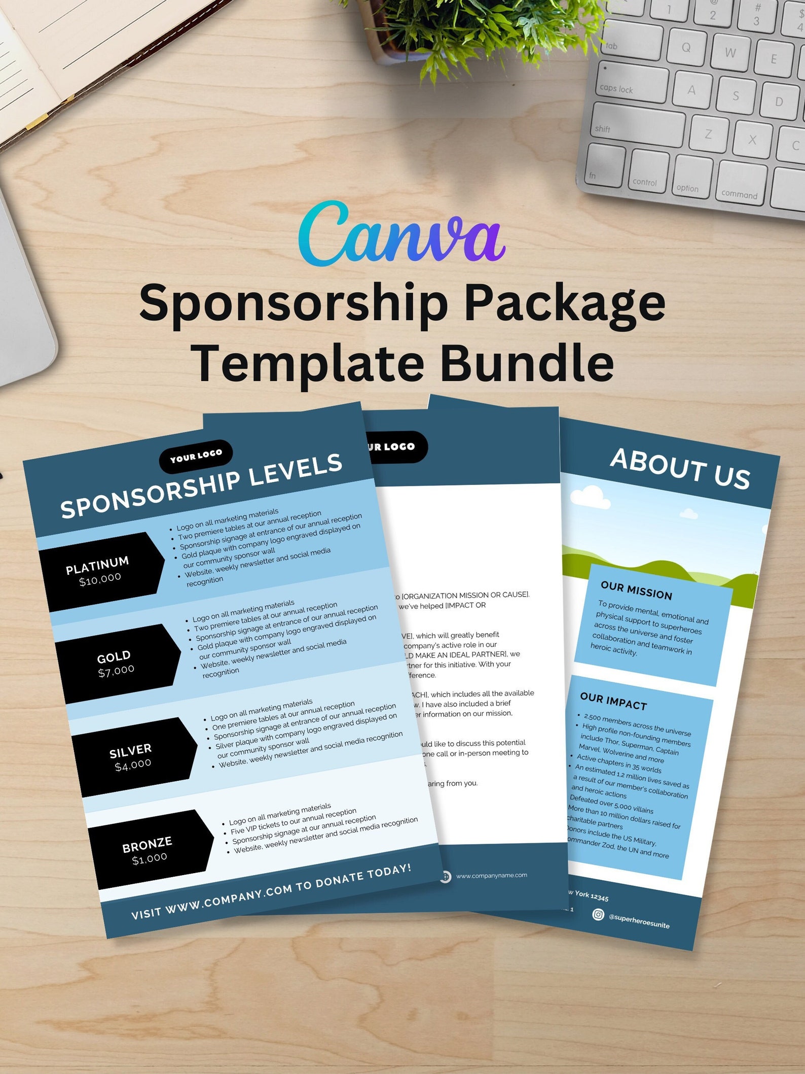 Bundle: Nonprofit Fundraising Package, Canva Templates, Sponsorship ...
