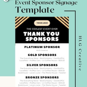 Event Sponsor Signage, Editable Canva Template, 24x36 Sign, Digital ...