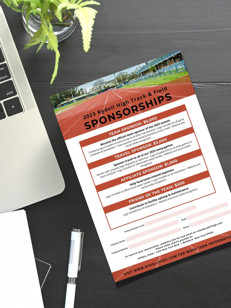 Track & Field Sponsor Form, Canva Templates, Editable Sponsorship ...