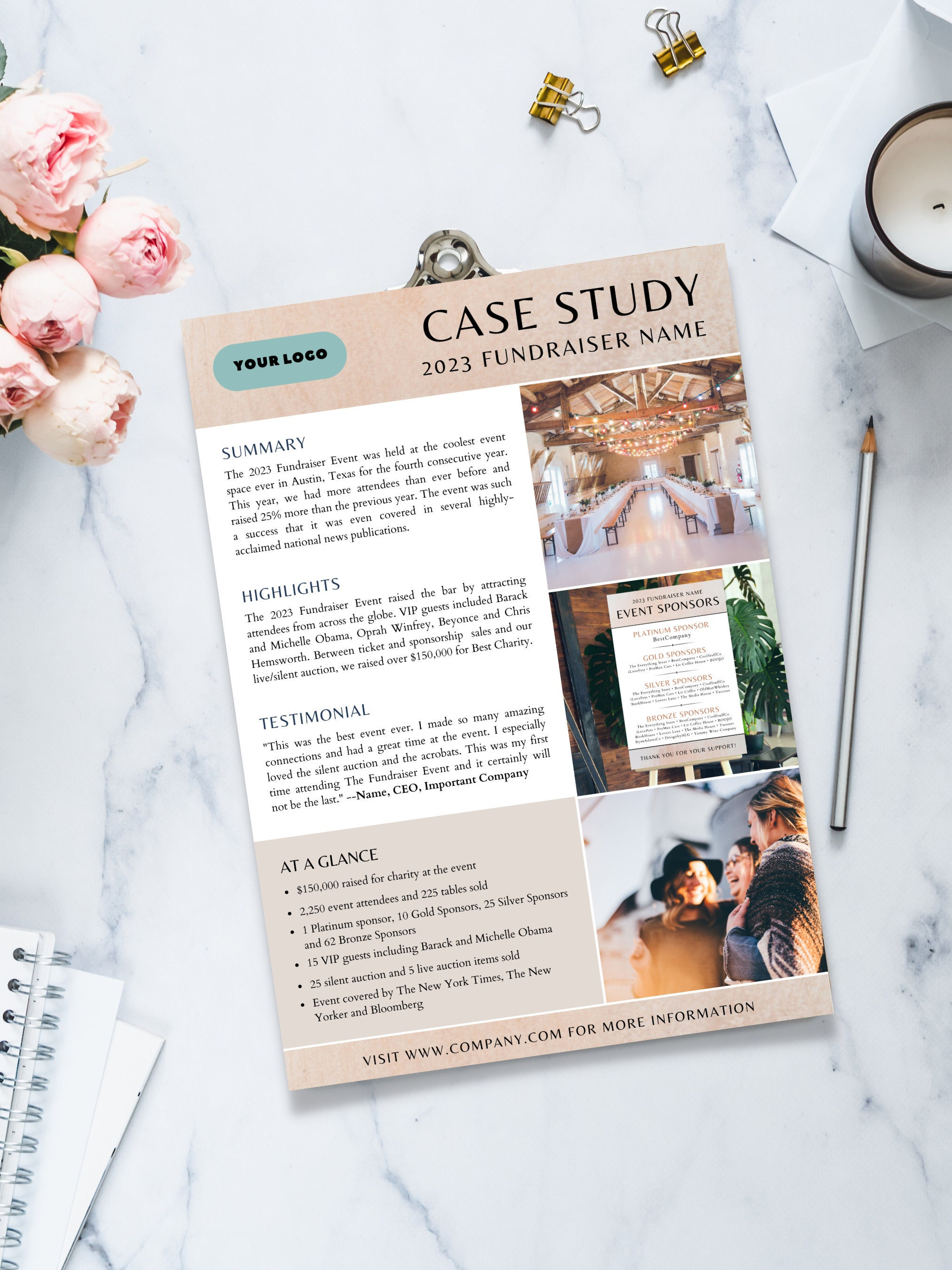Case Study Template, Canva Templates, Event Recap One-pager, Fundraiser ...