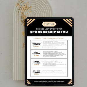 Event Sponsorship Menu Template, Canva Templates, Editable Sponsor Form ...