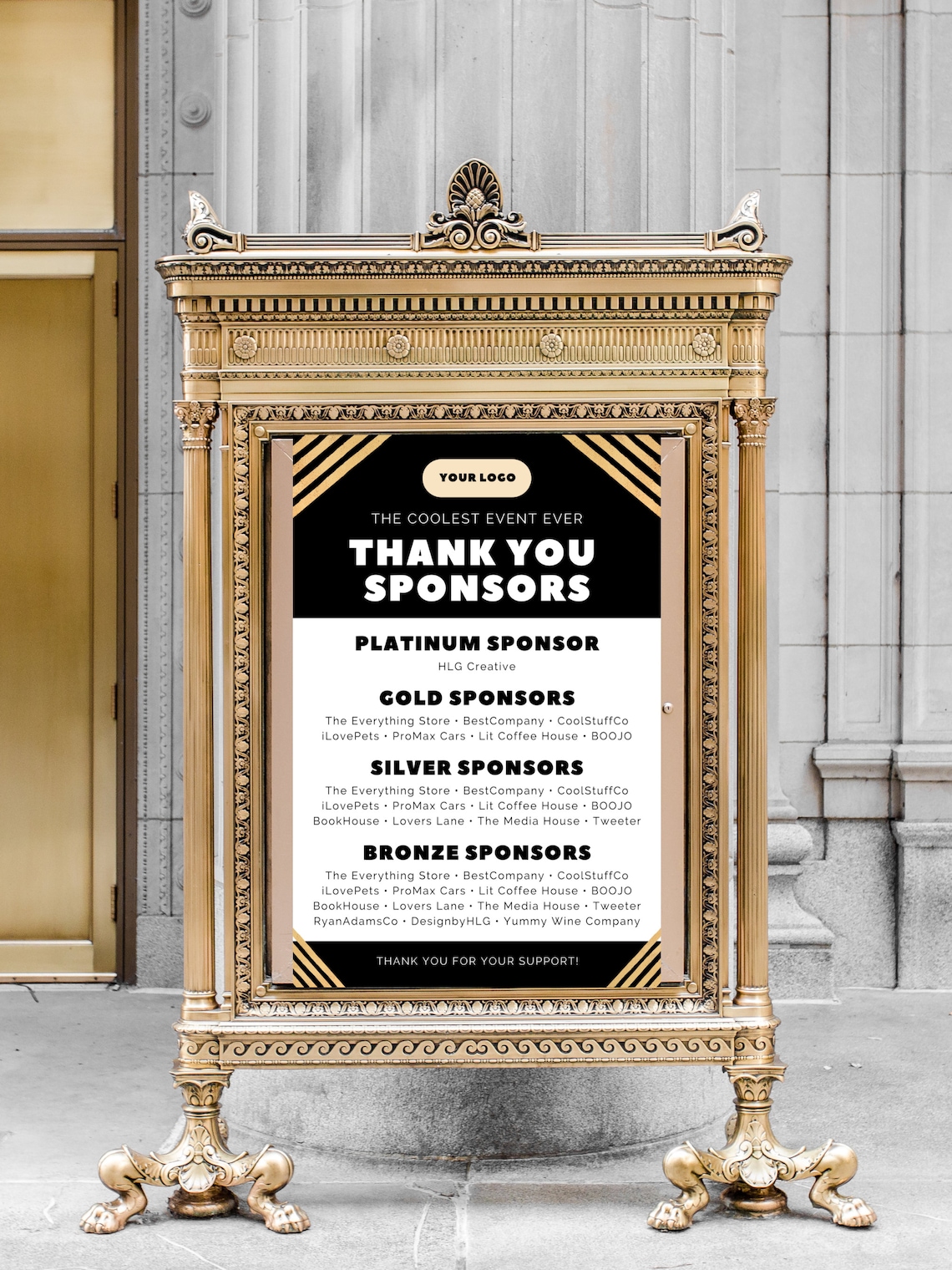 Event Sponsor Signage, Editable Canva Template, 24x36 Sign, Digital ...