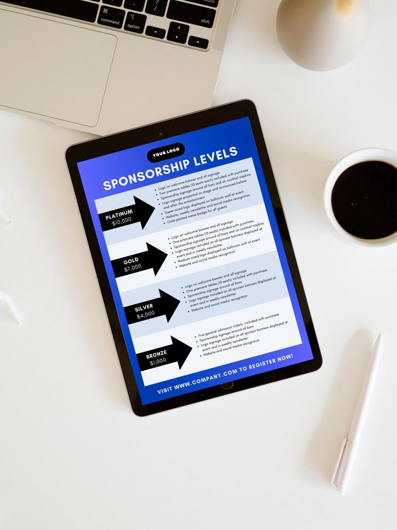 Sponsorship Levels Template, Canva Template, Editable Sponsor ...