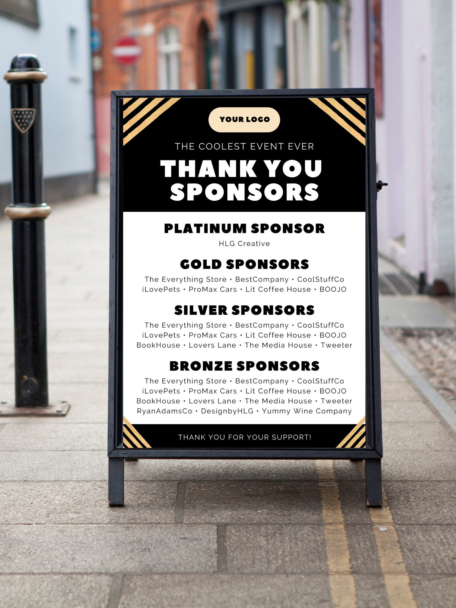 Event Sponsor Signage, Editable Canva Template, 24x36 Sign, Digital ...