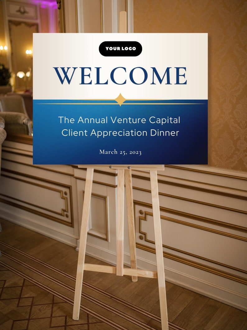 Corporate Event Welcome Sign, Canva Templates, Event Signage Template ...