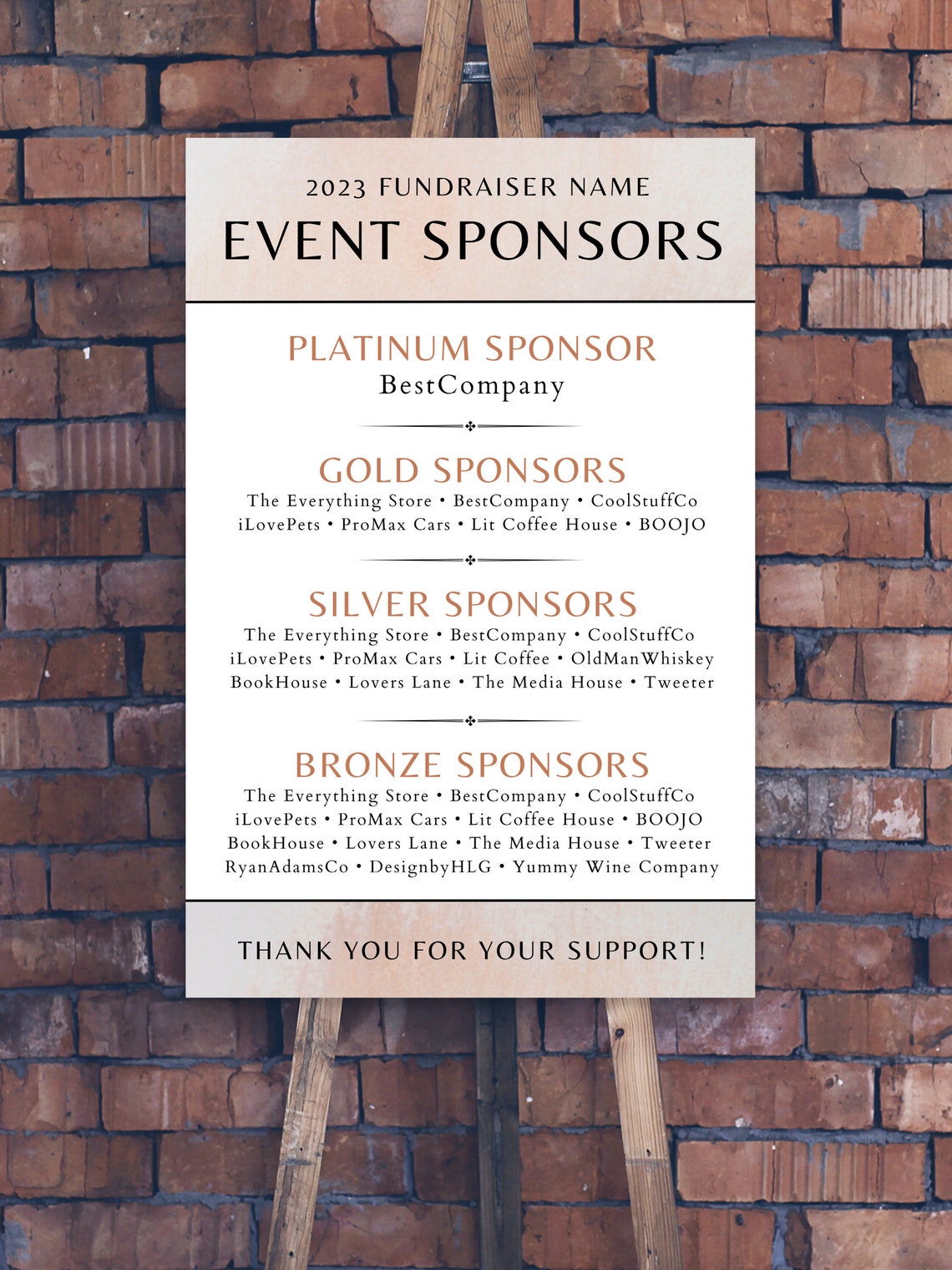 Fundraiser Sponsor Signage Template, Editable Canva Template, 24x36 ...