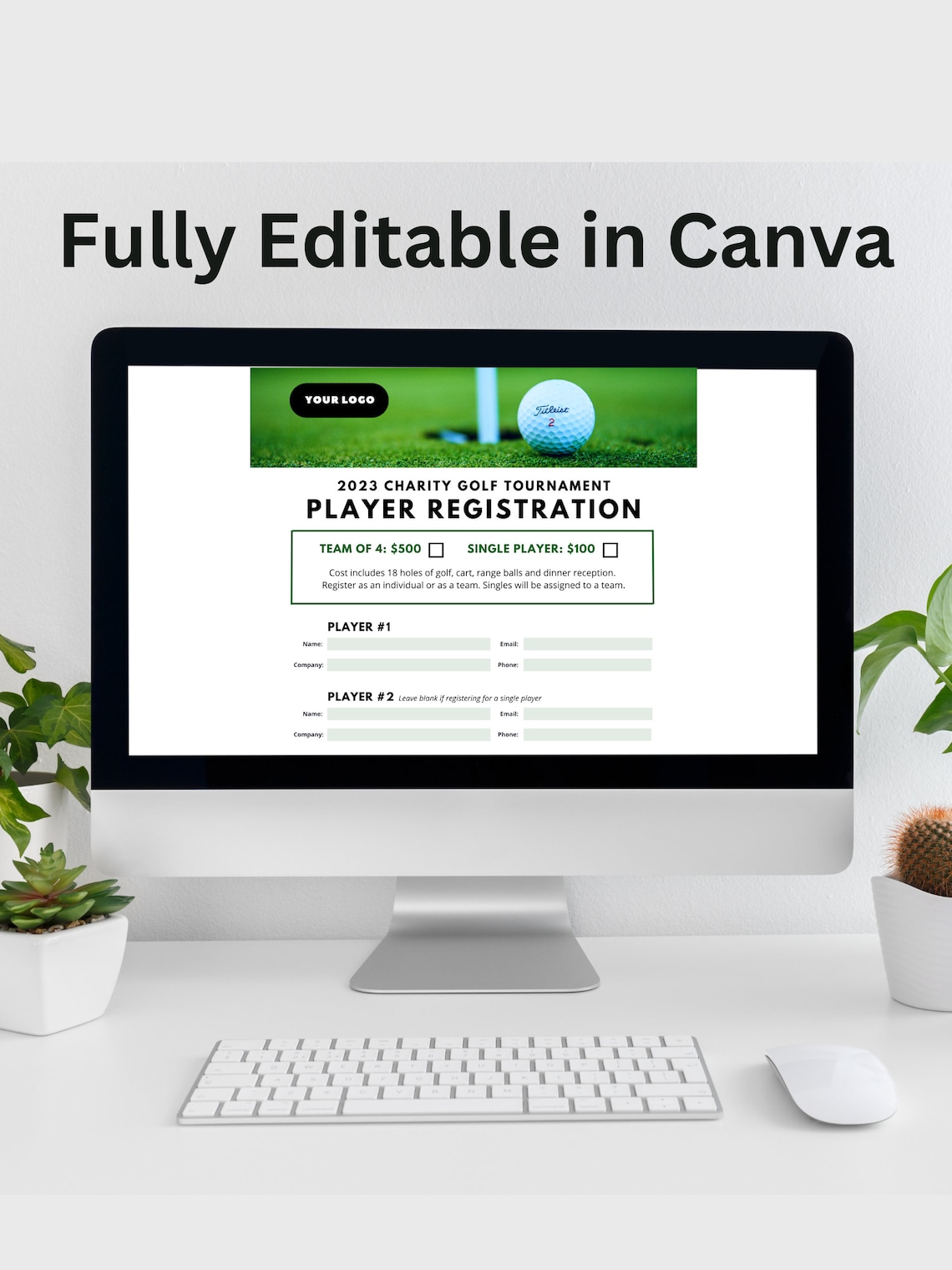 Golf Tournament Player Registration Form, Canva Templates, Editable ...