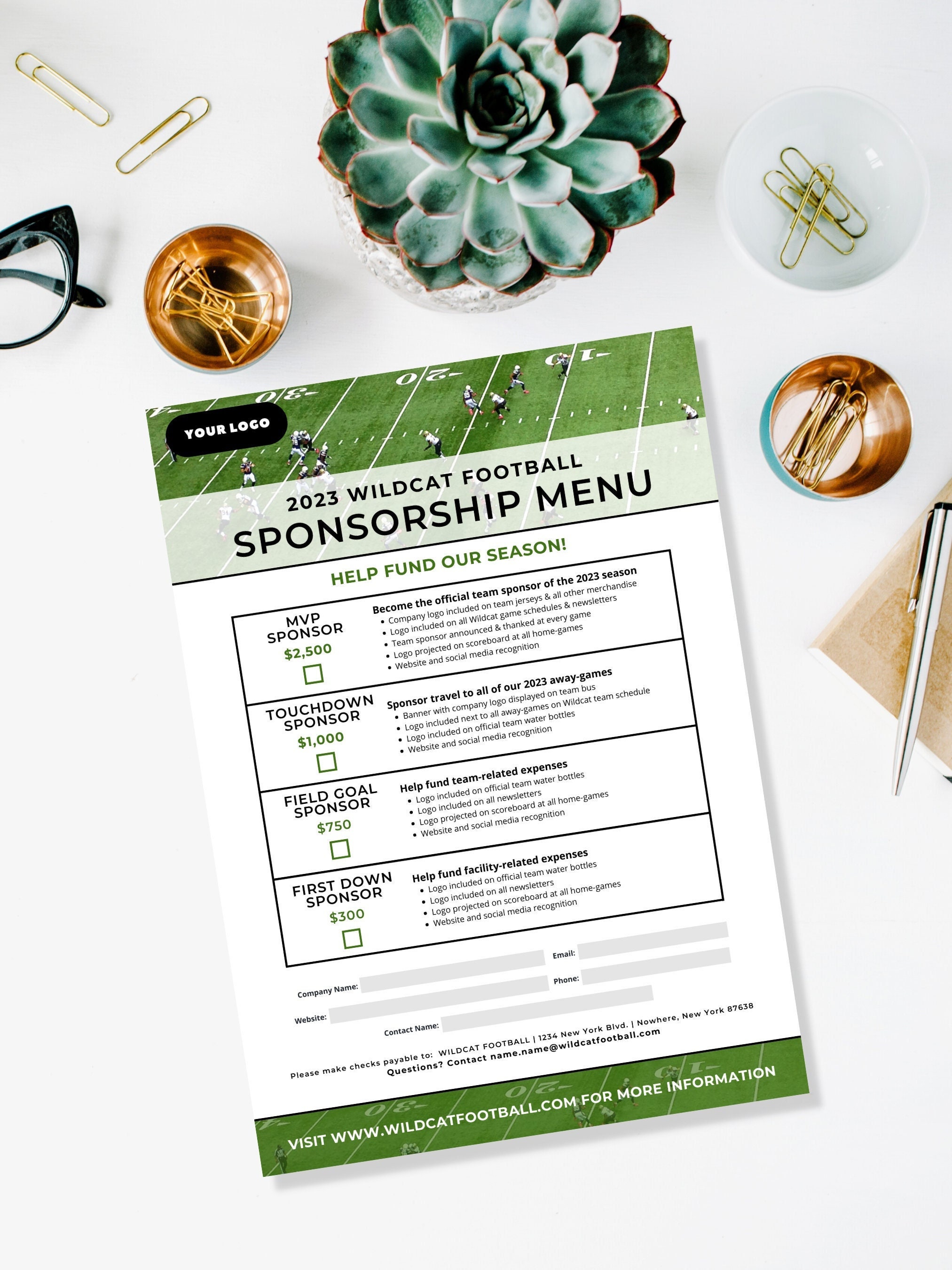 Football Sponsorship Form, Canva Templates, Sponsor My Season, Sports ...