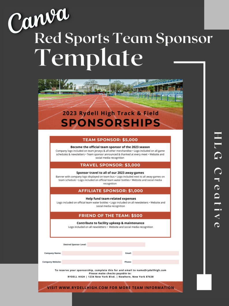 Track & Field Sponsor Form, Canva Templates, Editable Sponsorship ...