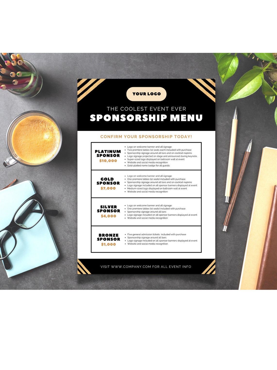 Event Sponsorship Menu Template, Canva Templates, Editable Sponsor Form ...