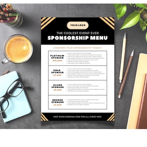 Event Sponsorship Menu Template, Canva Templates, Editable Sponsor Form ...