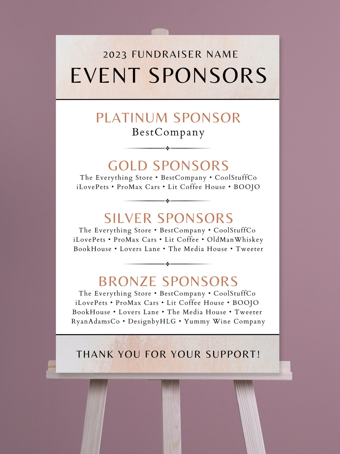 Fundraiser Sponsor Signage Template, Editable Canva Template, 24x36 ...