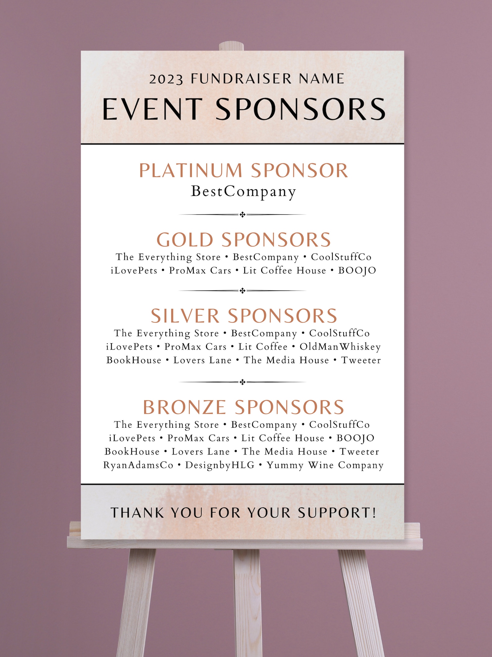 Fundraiser Sponsor Signage Template, Editable Canva Template, 24x36 ...