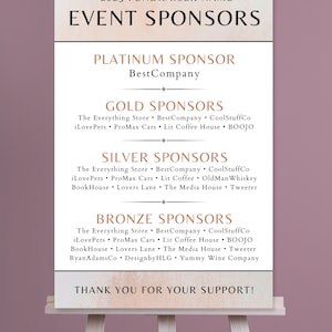 Fundraiser Sponsor Signage Template, Editable Canva Template, 24x36 ...