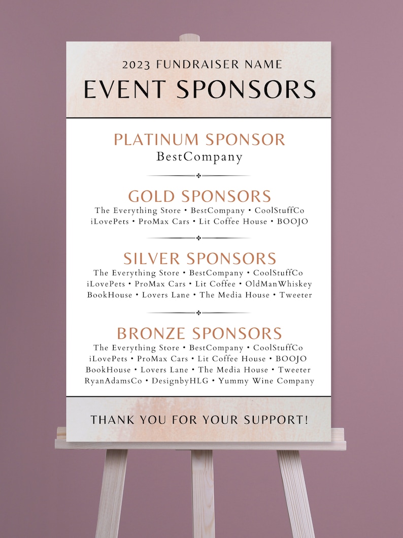 Fundraiser Sponsor Signage Template, Editable Canva Template, 24x36 ...